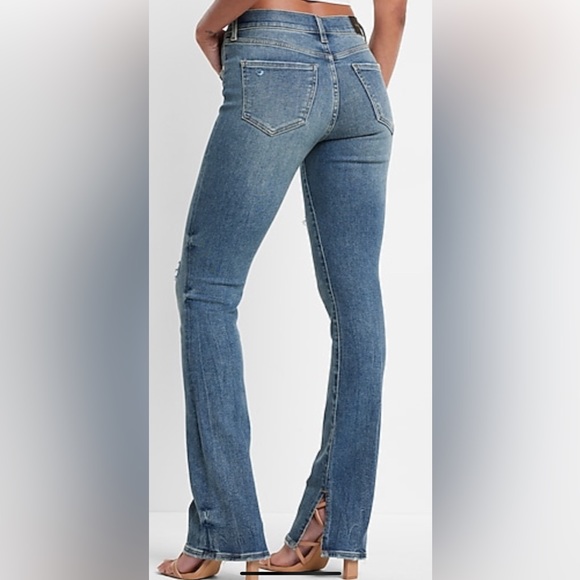 Express | Jeans | Express Mid Rise Medium Wash Front Vent Ripped ...